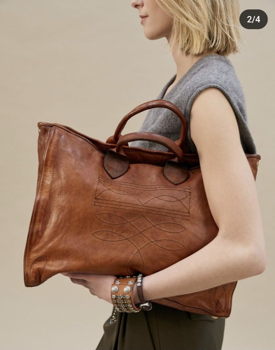 Campomaggi - AGATA Shopping Bag in Garment-Dyer Cowhide Leather With C ...