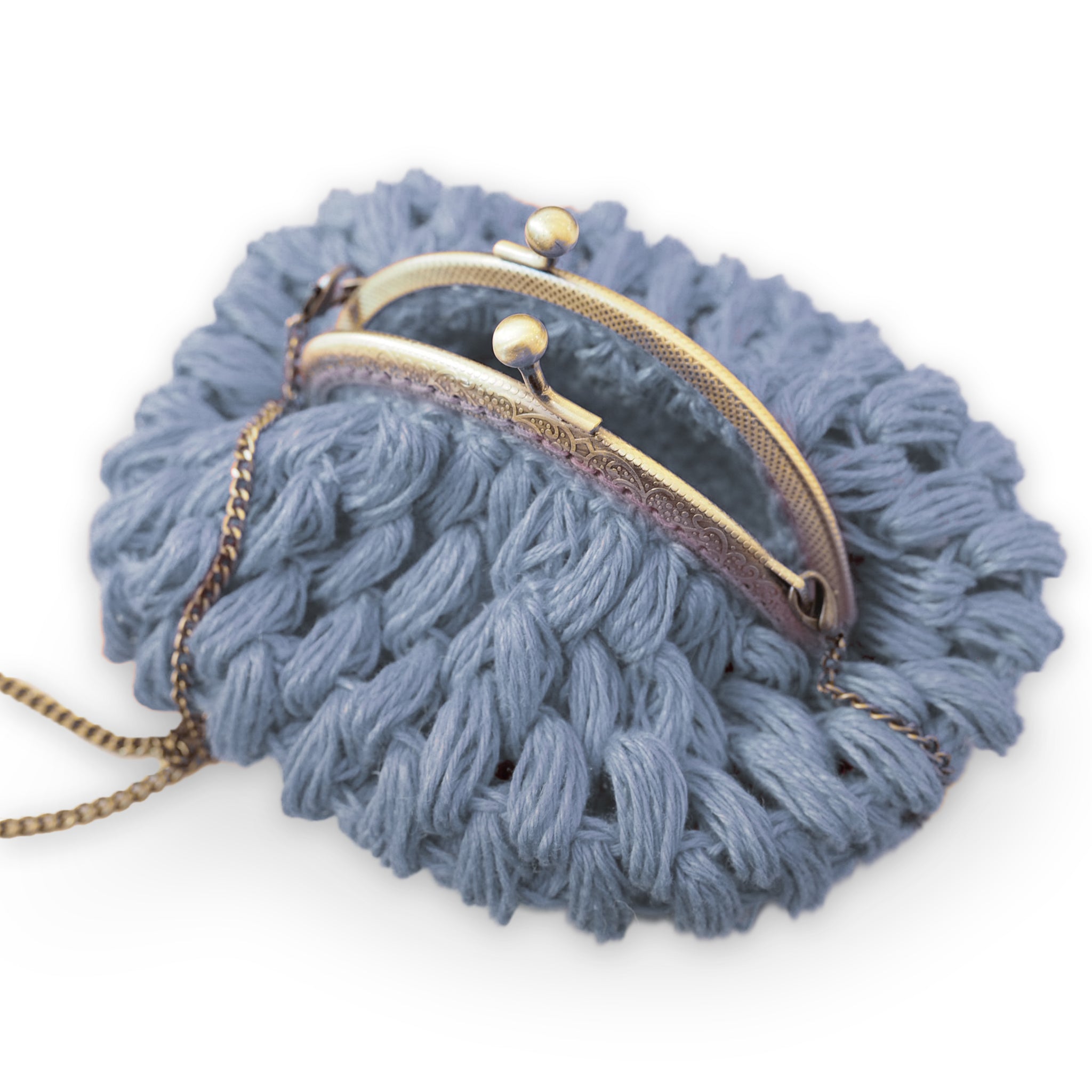Dove Grey Mini Hand Crochet Linen Purse | Amano by Lorena Laing