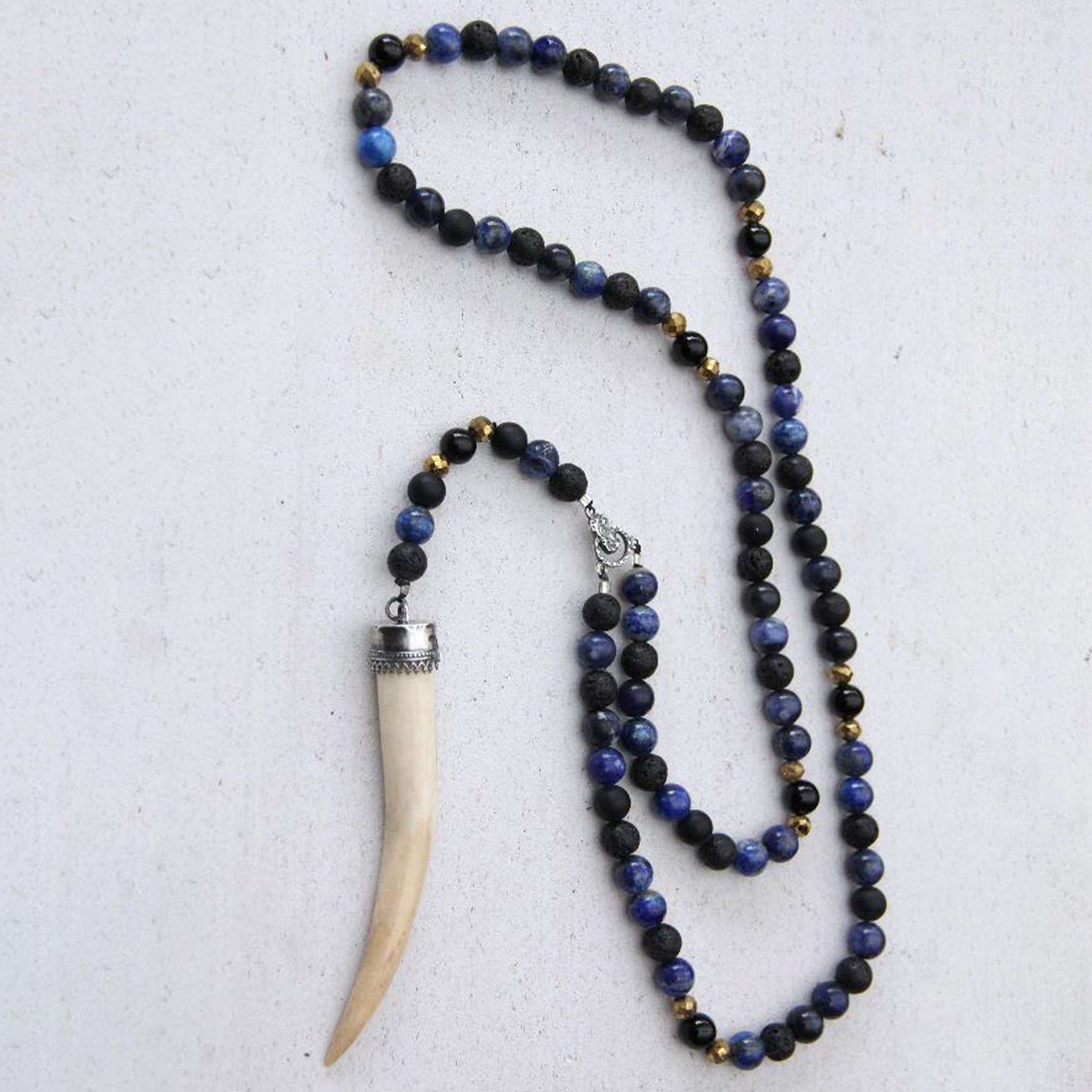 Blue Bone Handcrafted Prayer Beads (Lava Stone, Lapis Lazuli, Agate ...